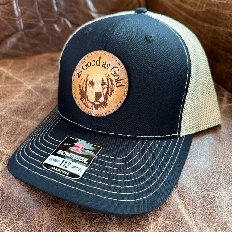 Leather Patch Mesh Back Hat Black/Gold - As Good As Gold - Golden ...